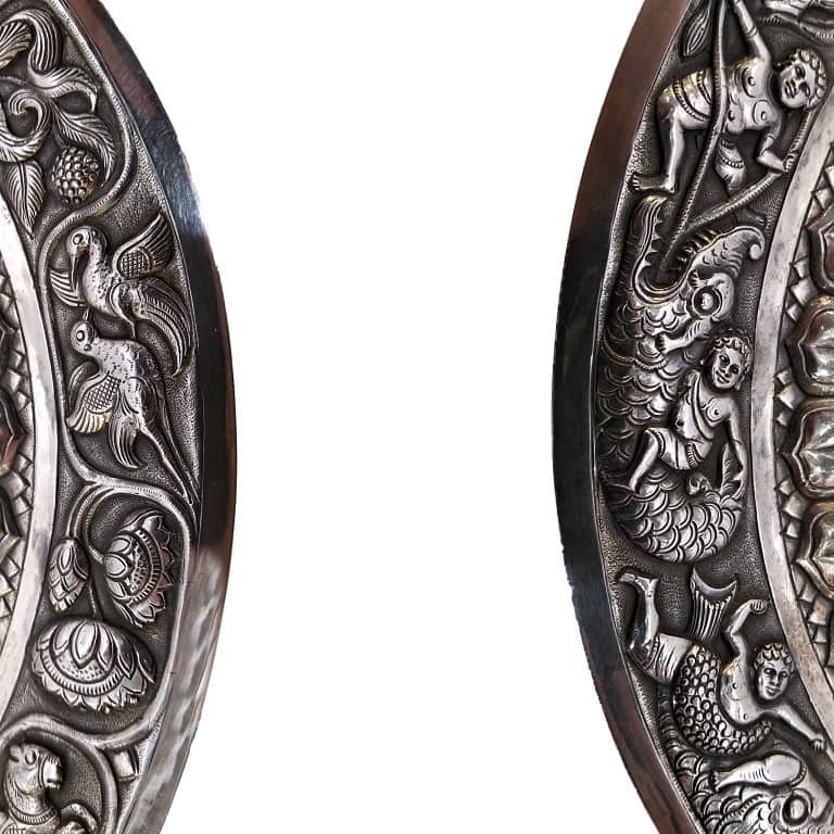 Antique Indian Silver Lotus Plate, Decorative, Northern India – Early