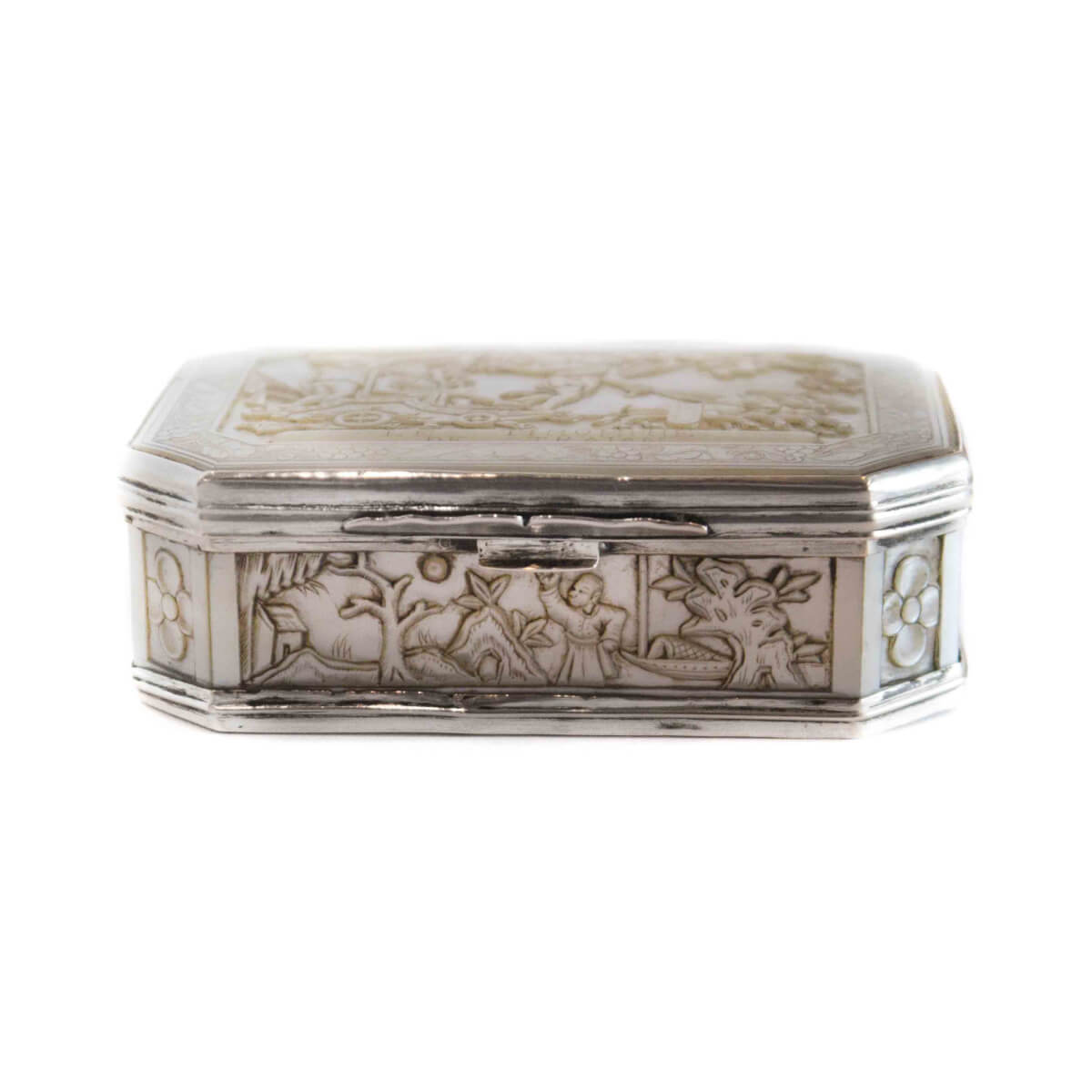 Antique Silver & M.O.P. Snuff Box Depicting Napoleon, China 1810 ...
