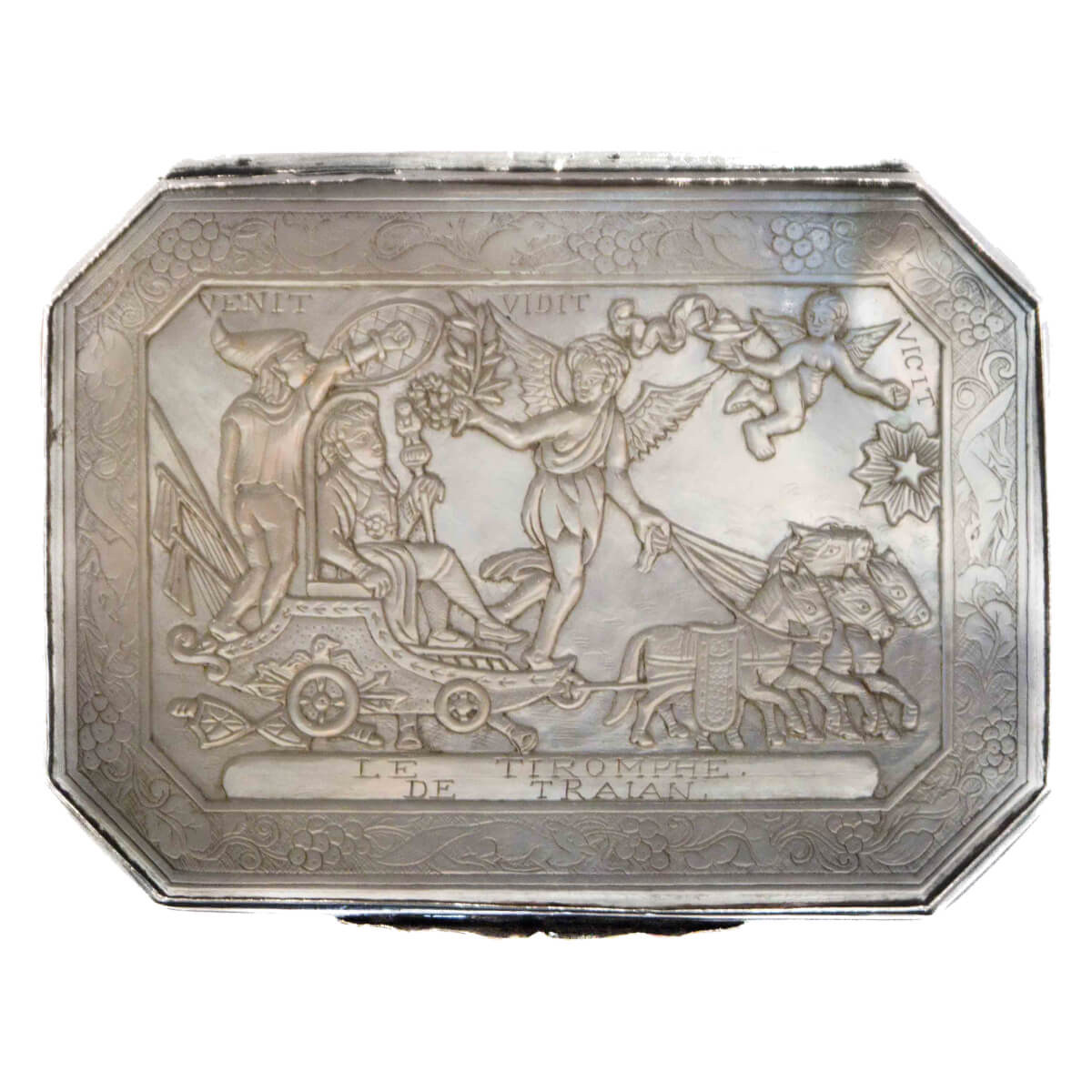 Antique Silver & M.O.P. Snuff Box Depicting Napoleon, China 1810 ...