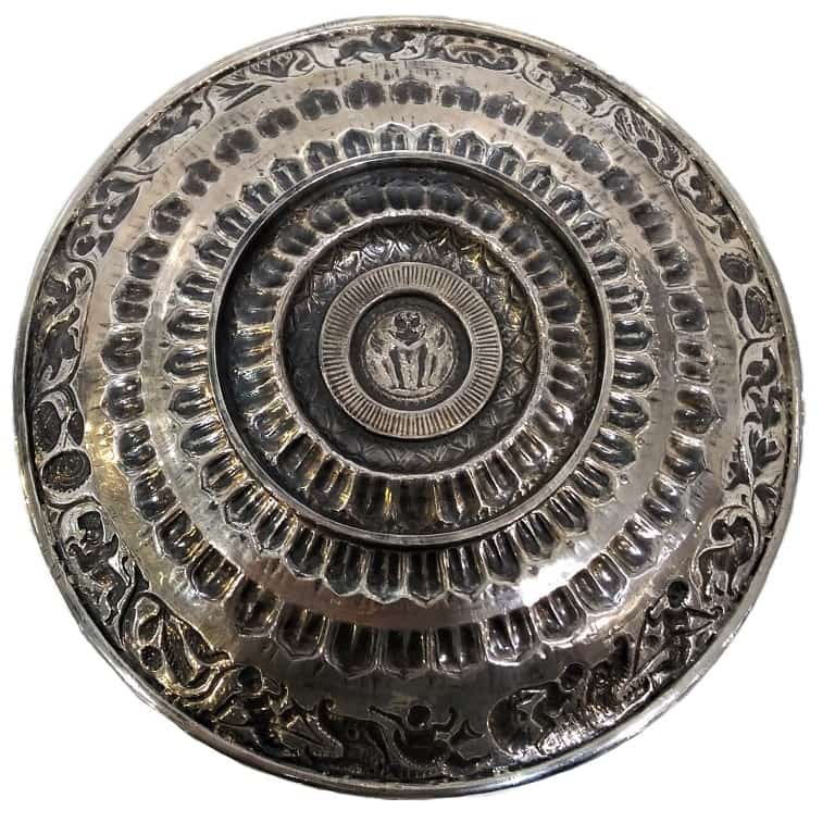Antique Indian Silver Lotus Plate, Decorative, Northern India – Early